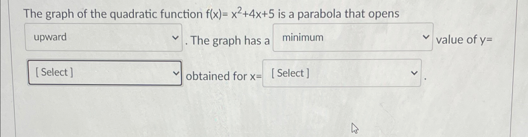 Solved The graph of the quadratic function f(x)=x2+4x+5 ﻿is | Chegg.com