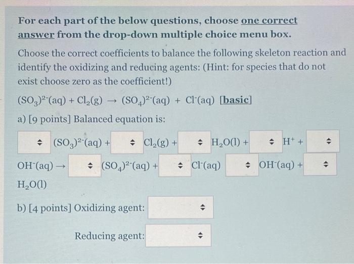 Solved For each part of the below questions, choose one | Chegg.com