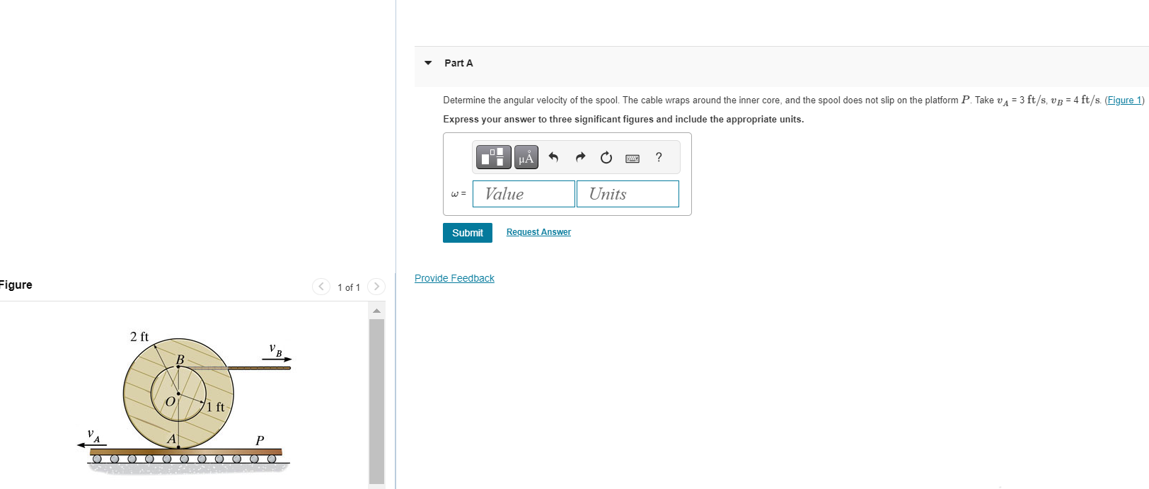 Part ADetermine the angular velocity of the spool. | Chegg.com