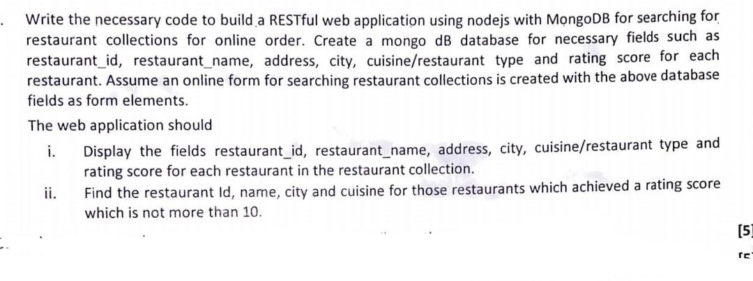 Solved Write the necessary code to build a RESTful web | Chegg.com