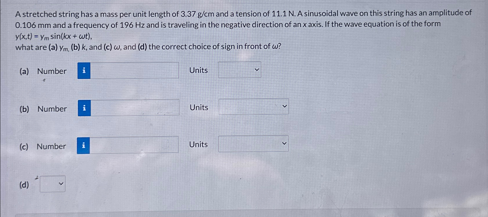 Solved A stretched string has a mass per unit length of | Chegg.com