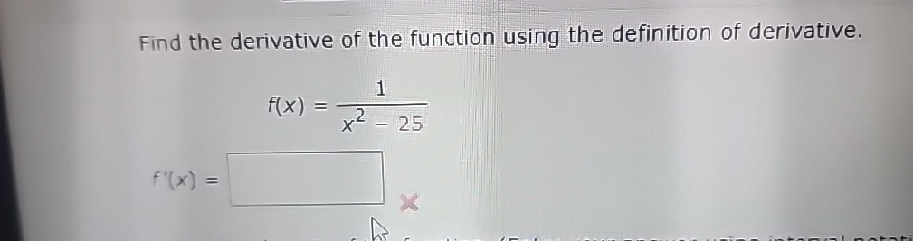 Solved Find the derivative of the function using the | Chegg.com