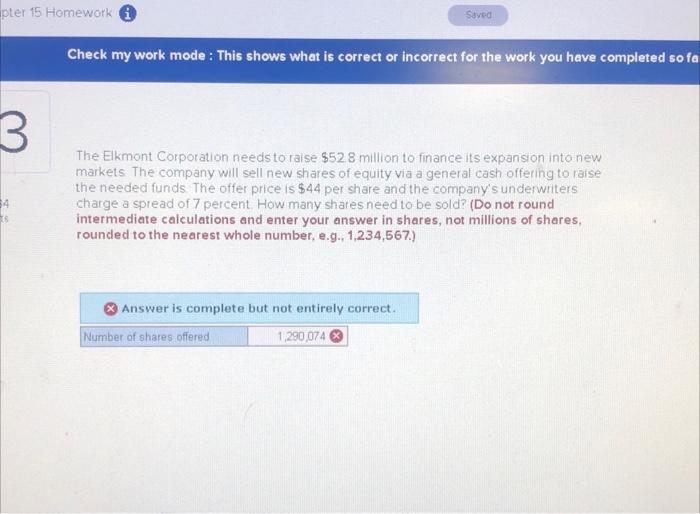 Solved pter 15 Homework 3 34 ts Check my work mode: This | Chegg.com