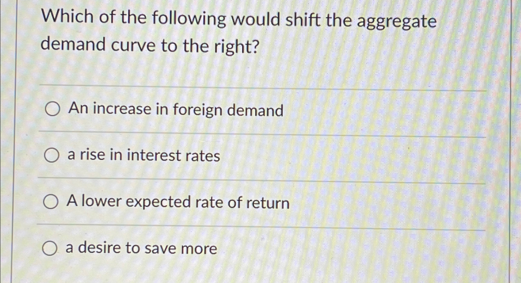 Solved Which of the following would shift the aggregate | Chegg.com