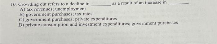 As A Result Of An Increase In 10 Crowding Out Refers Chegg