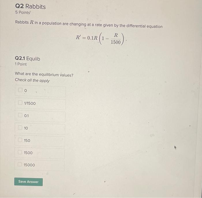 Solved Q2 Rabbits 5 Points Rabbits R in a population are | Chegg.com