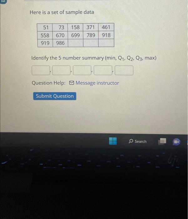 Solved Here is a set of sample data Identify the 5 number | Chegg.com