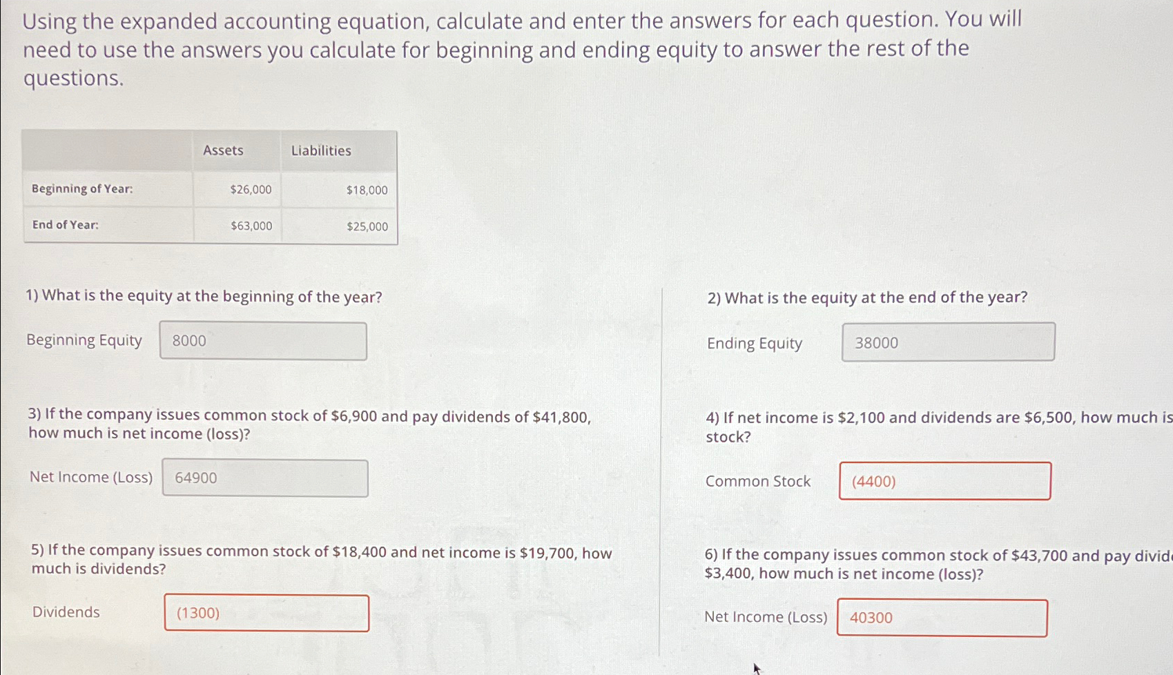 Solved Using the expanded accounting equation, calculate and | Chegg.com