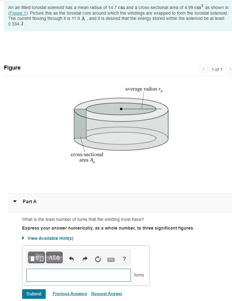 Solved An air-filled toroidal solenoid has a mean radius of | Chegg.com