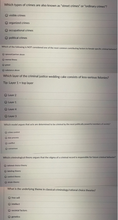 Which types of crimes are also known as "street | Chegg.com
