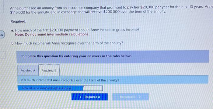 Solved Anne purchased an annuity from an insurance company | Chegg.com