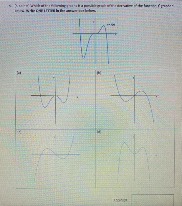 Solved 4. (4 points) Which of the following graphs is a | Chegg.com