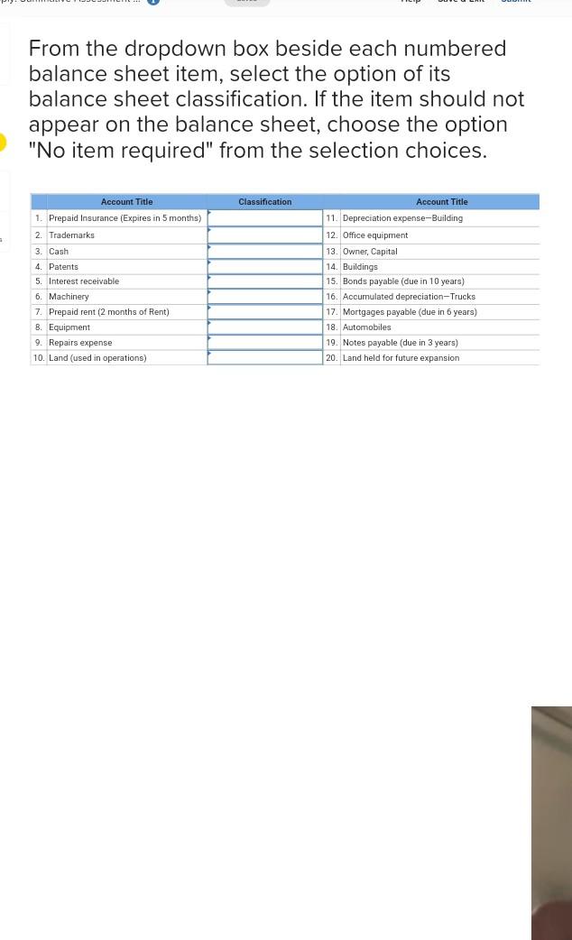 Solved From the dropdown box beside each numbered balance | Chegg.com