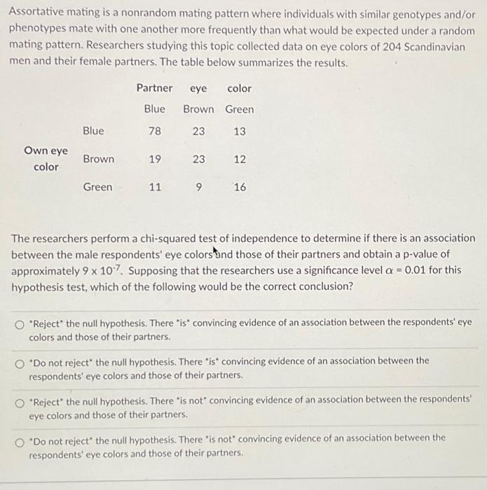 Solved Assortative Mating Is A Nonrandom Mating Pattern