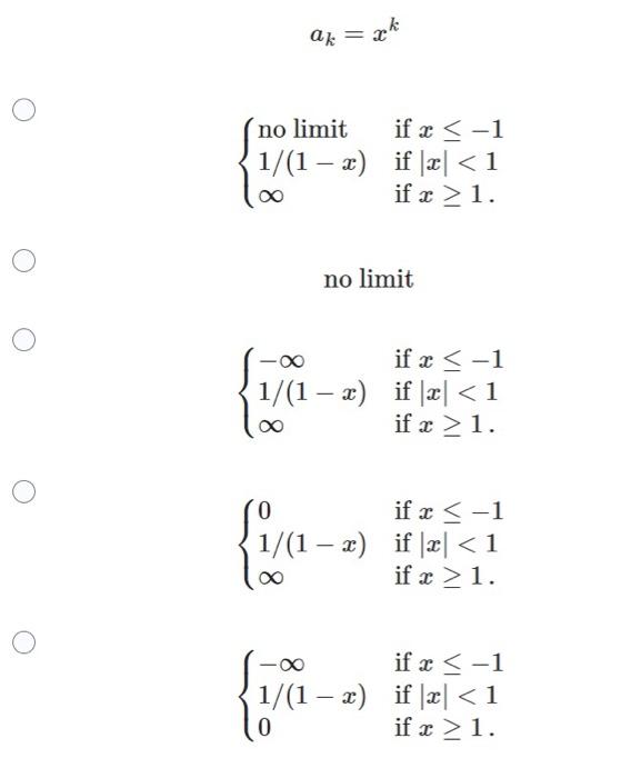 Solved For the following sequences (ak) , determine the | Chegg.com