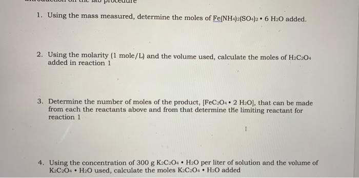 Solved Formula Name Fe(NH4)2(SO4)2.6 H2O iron(II) ammonium | Chegg.com