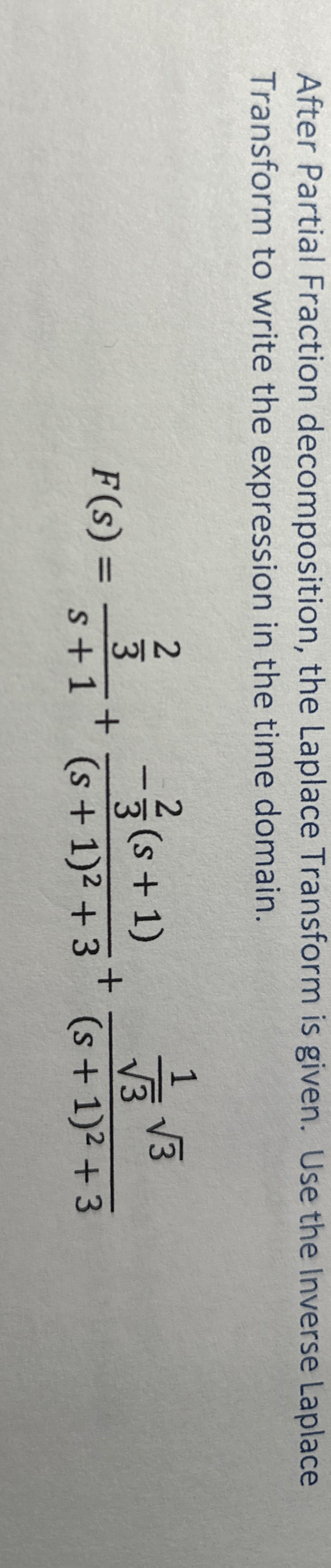 Solved After Partial Fraction decomposition, the Laplace | Chegg.com
