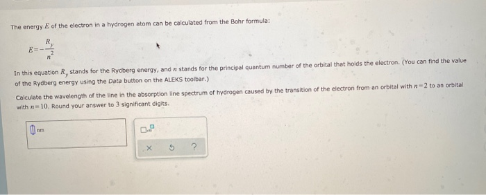 Solved The energy E of the electron in a hydrogen atom can | Chegg.com