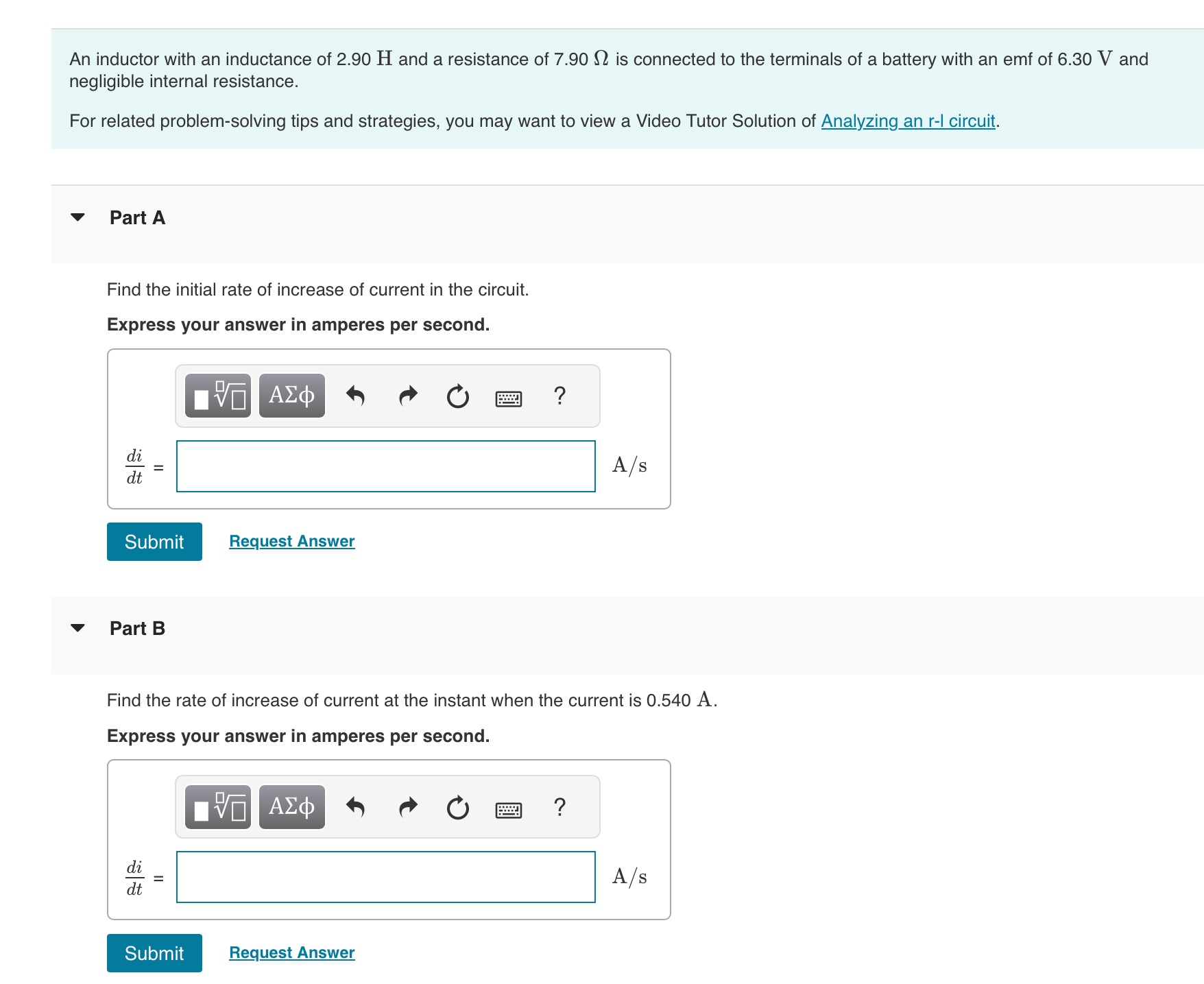 Solved by an EXPERT An inductor with an inductance of 2.90 ﻿H and a | Chegg.com