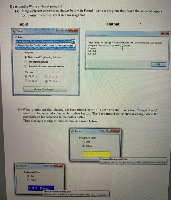 Solved Question#1: Write a vb.net program: (a) Using | Chegg.com