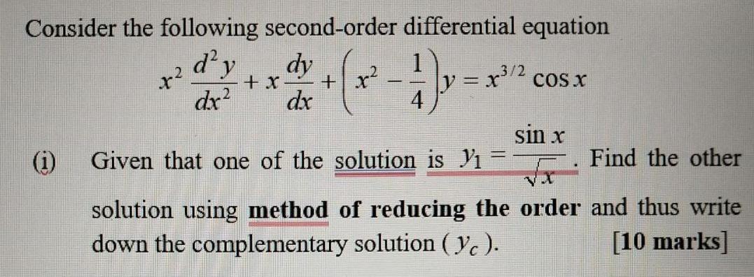 Solved Consider the following second-order differential | Chegg.com