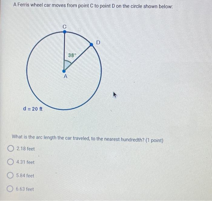Solved A Ferris wheel car moves from point C to point D on | Chegg.com
