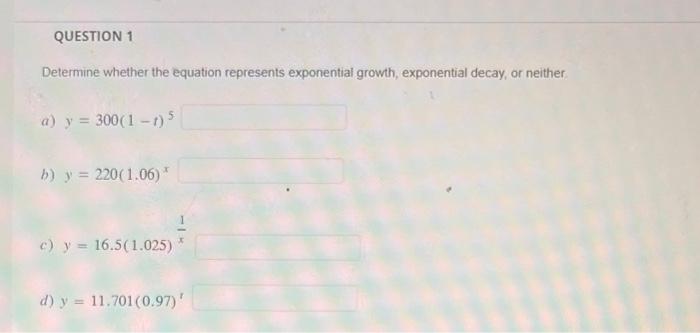 Solved Determine whether the equation represents exponential | Chegg.com