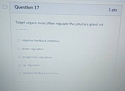 Solved Question 171 ﻿ptsTarget organs most often regulate | Chegg.com