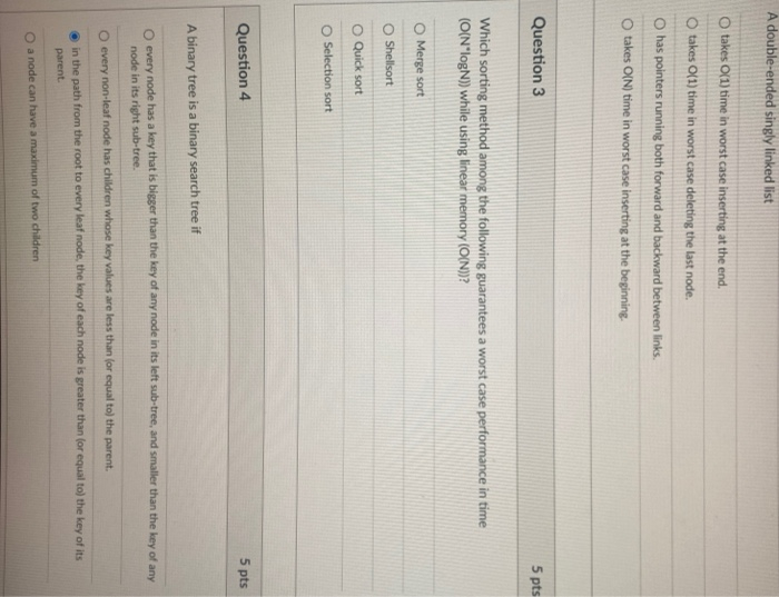 Solved A double-ended singly linked list takes O(1) time in | Chegg.com