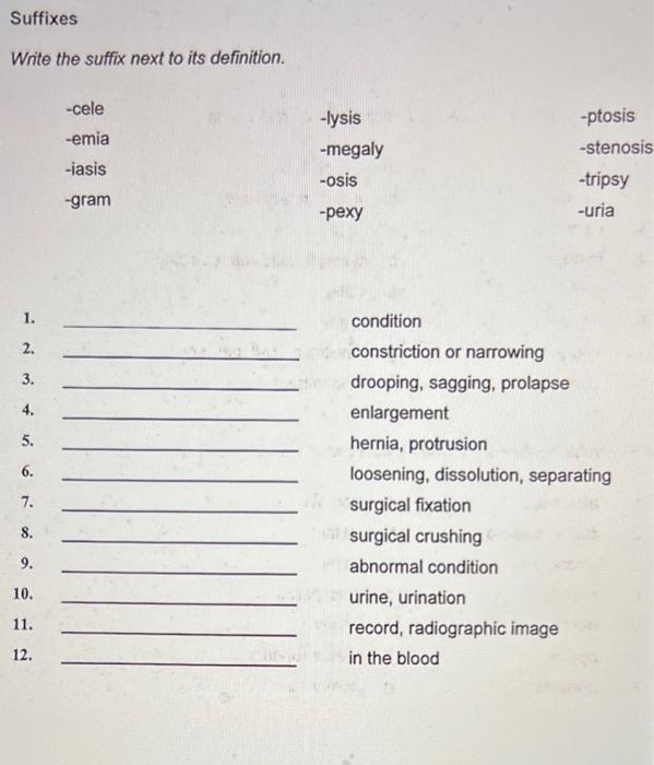 A. Match word parts and combining forms with their | Chegg.com