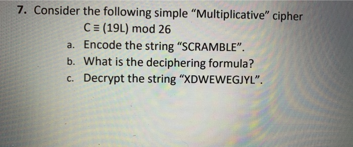 Solved 7. Consider the following simple "Multiplicative" | Chegg.com