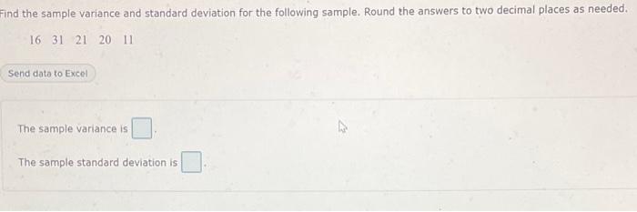 Solved Find the sample variance and standard deviation for | Chegg.com