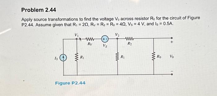 Solved Apply source transformations to find the voltage V0 | Chegg.com