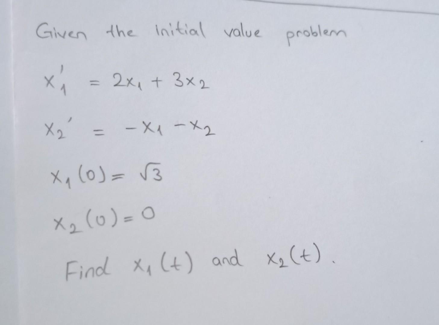 Solved Given the initial value problem | Chegg.com