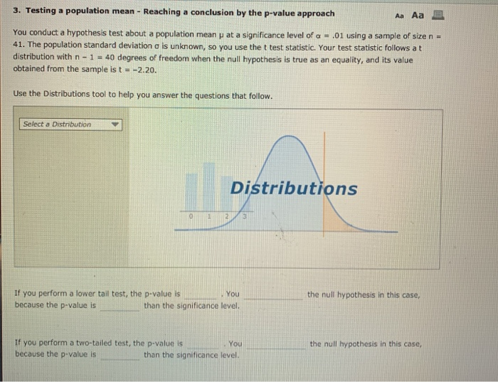 Solved 3 Testing A Population Mean Reaching A Conclusion