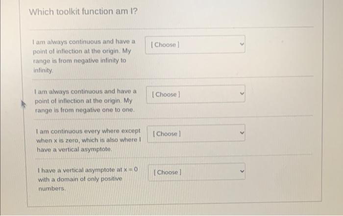 Solved Which toolkit function am I? [Choose I am always | Chegg.com