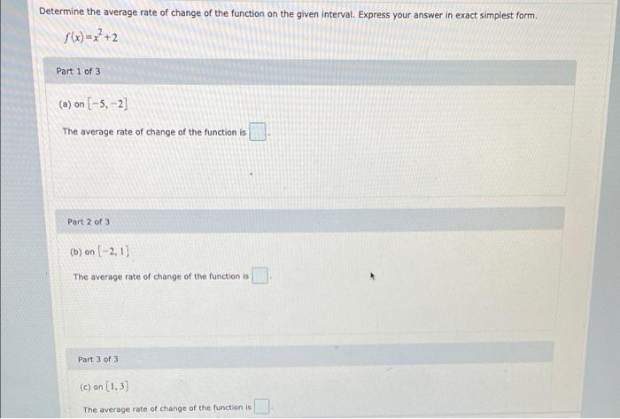 Solved Determine the average rate of change of the function | Chegg.com