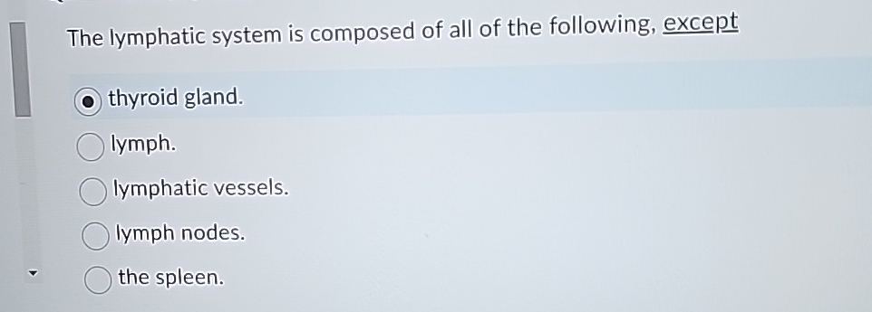 Solved The lymphatic system is composed of all of the | Chegg.com