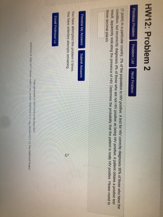 Solved HW12: Problem 2 Previous Problem Problem List Next | Chegg.com Solved HW12: Problem 2 Previous Problem Problem List Next | Chegg.com