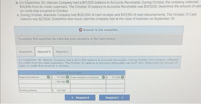 Solved b. On September 30 , Valerian Company had a $111,500 | Chegg.com