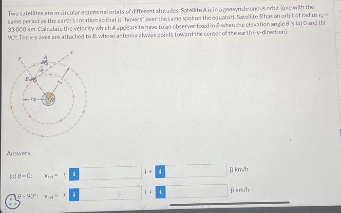 Solved Two satellites are in circular equatorial orbits of | Chegg.com