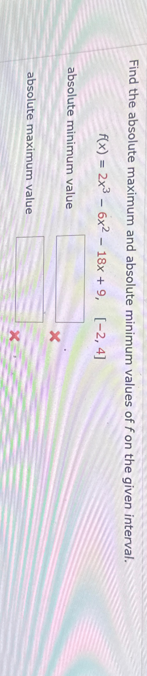 Solved Find the absolute maximum and absolute minimum values | Chegg.com