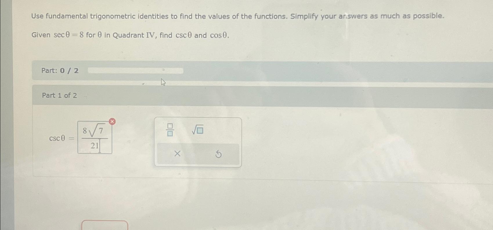 Solved Use fundamental trigonometric identities to find the | Chegg.com