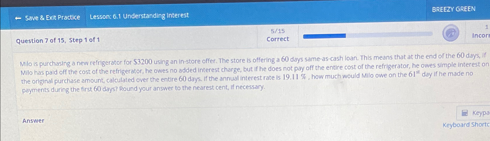 Solved BREEZY GREENSave & Exit PracticeLesson: 6.1 | Chegg.com