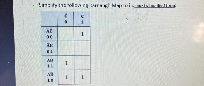 Solved Simplify the following Karnaugh Map to its most | Chegg.com