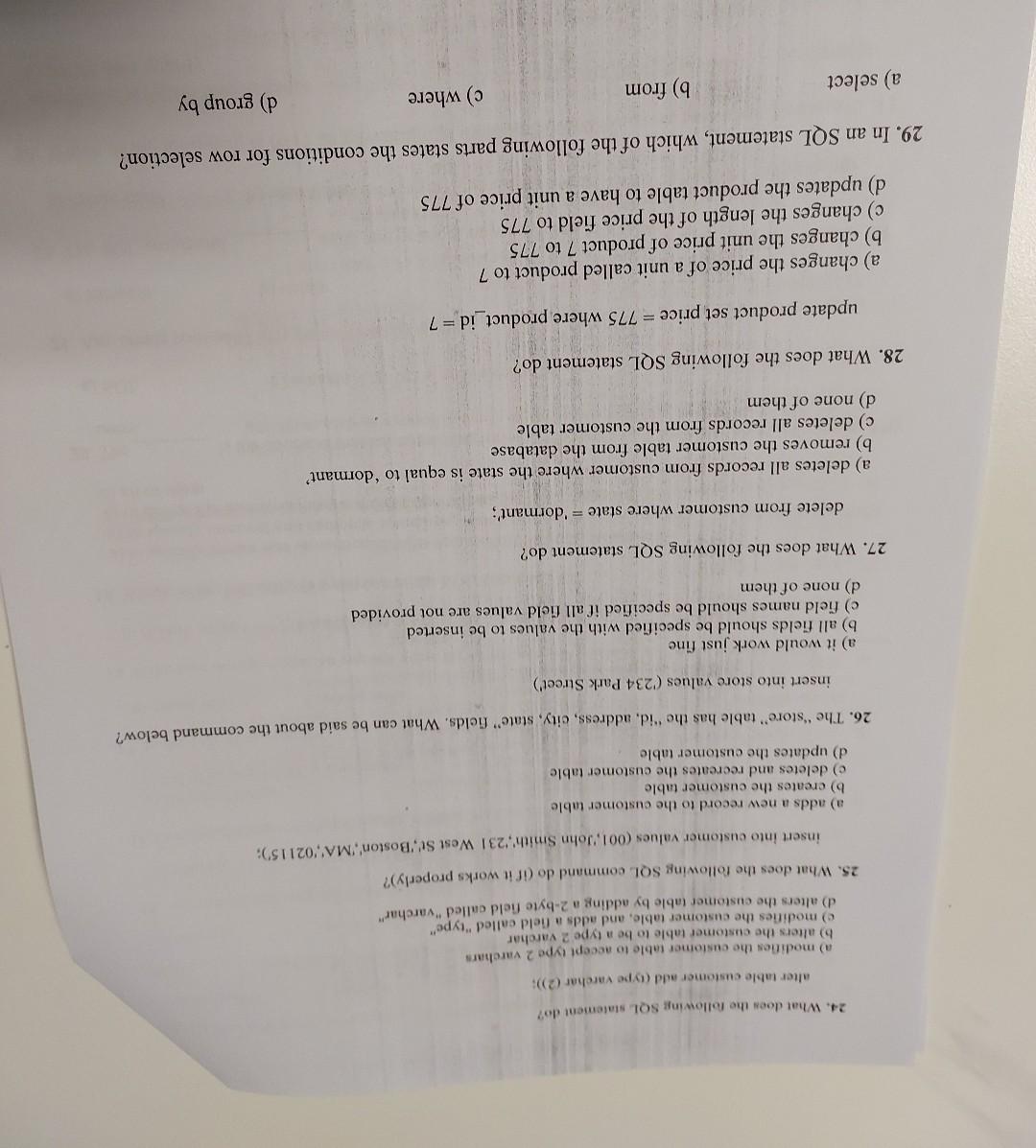 Solved What does the following SQL statement do? ﻿alter | Chegg.com