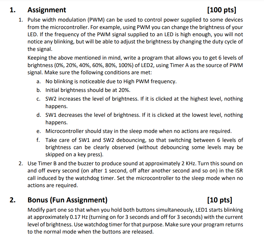 Assignment For the MSP430 ﻿in Code Composer Studio, C | Chegg.com
