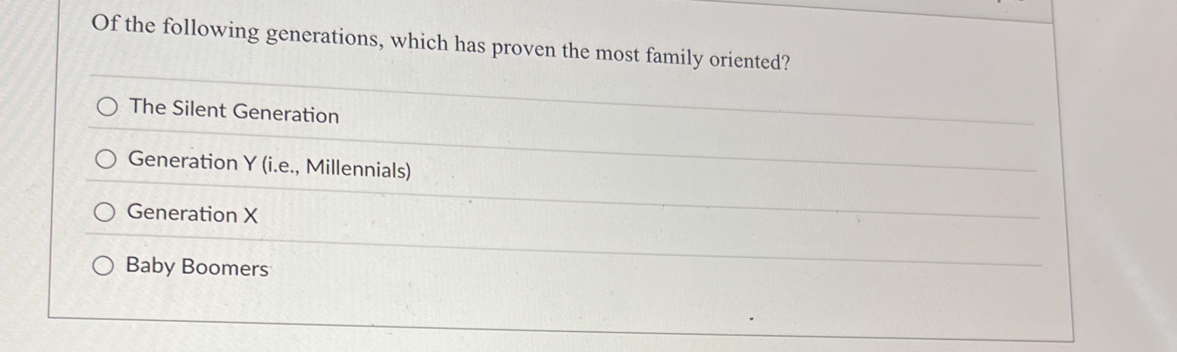 Solved Of the following generations, which has proven the | Chegg.com