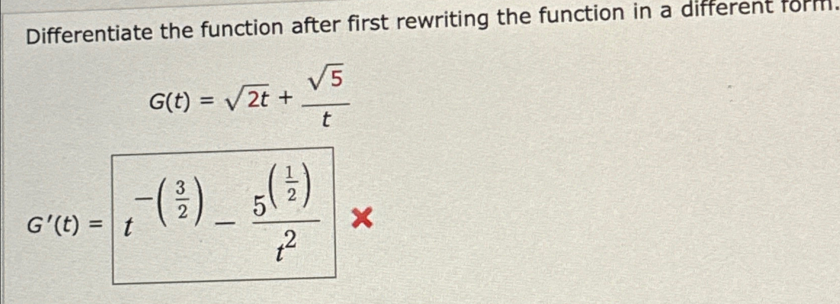 Solved Differentiate the function after first rewriting the | Chegg.com