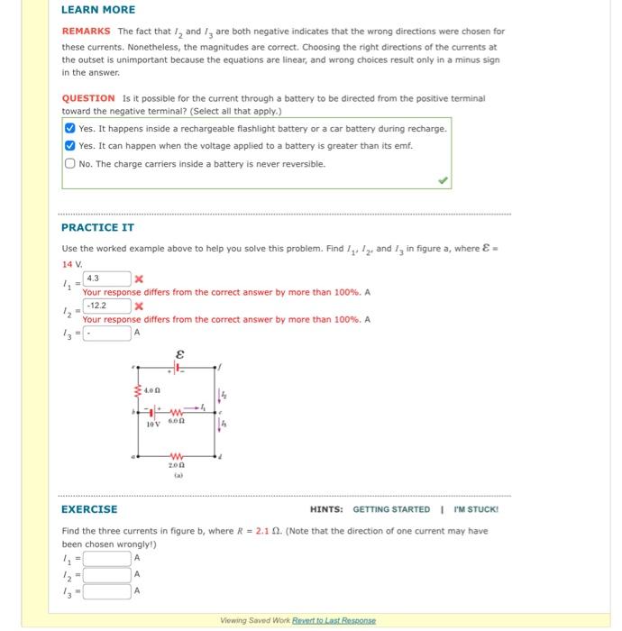 Solved LEARN MORE REMARKS The fact that I2 and I3 are both | Chegg.com